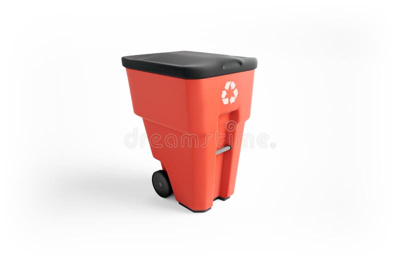 Red Plastic Garbage Bin with Recycling Logo Stock Illustration ...