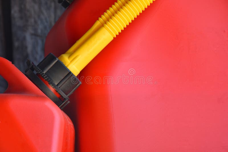 Red Plastic Gas Jug stock image. Image of transportation - 116686961