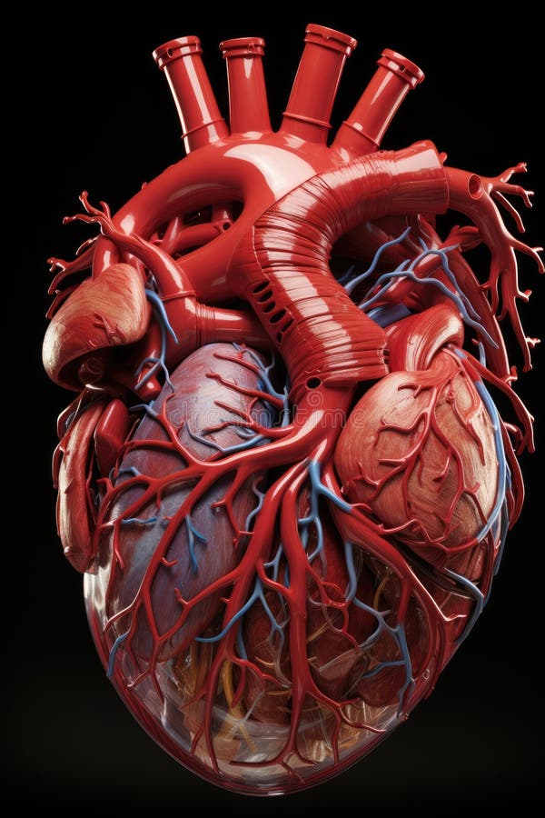 A Red Plastic Heart with Veins and Arteries Stock Illustration ...