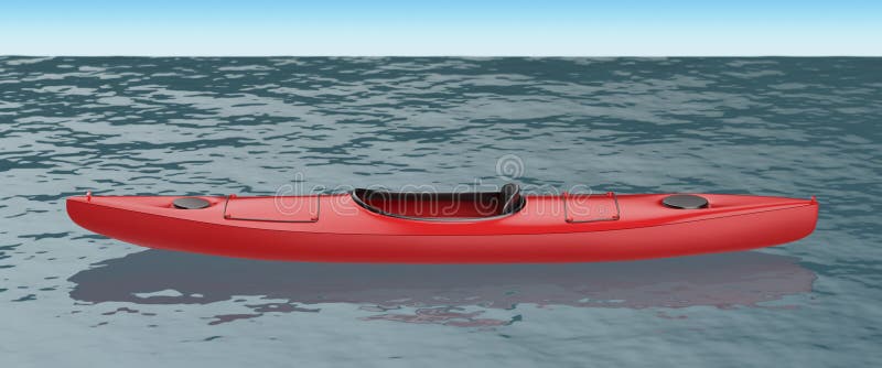 Red plastic kayak on water stock illustration. Illustration of travel ...