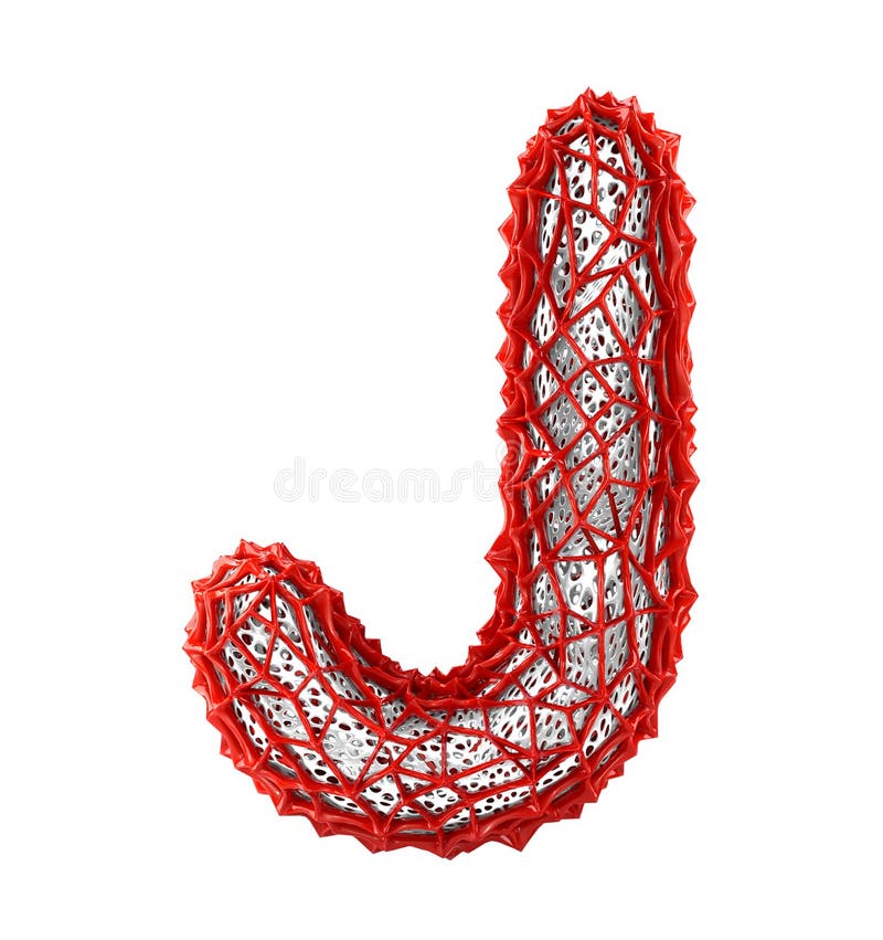 Red Plastic Letter J with Abstract Holes. 3d Stock Illustration ...