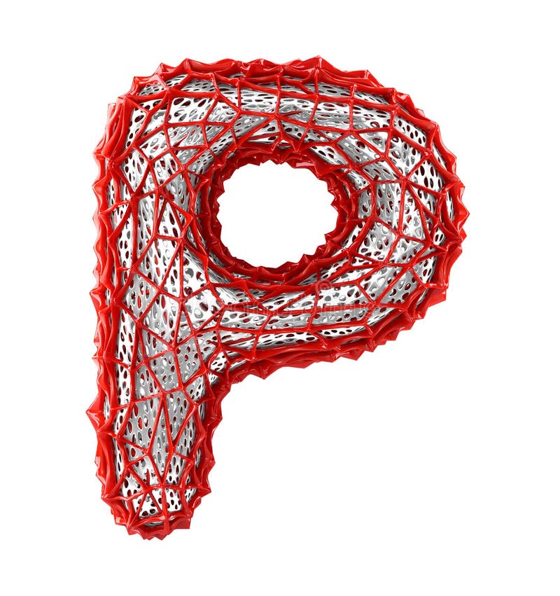 Red Plastic Letter P with Abstract Holes. 3d Stock Illustration ...