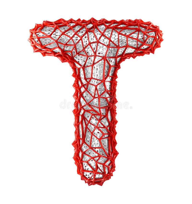 Red Plastic Letter T with Abstract Holes. 3d Stock Illustration ...