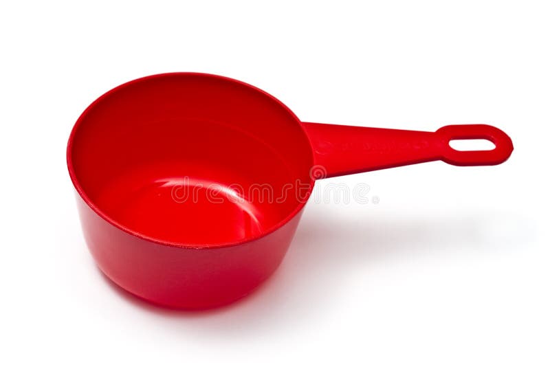Red Plastic Measuring Cup Isolated on White Stock Image - Image of ...