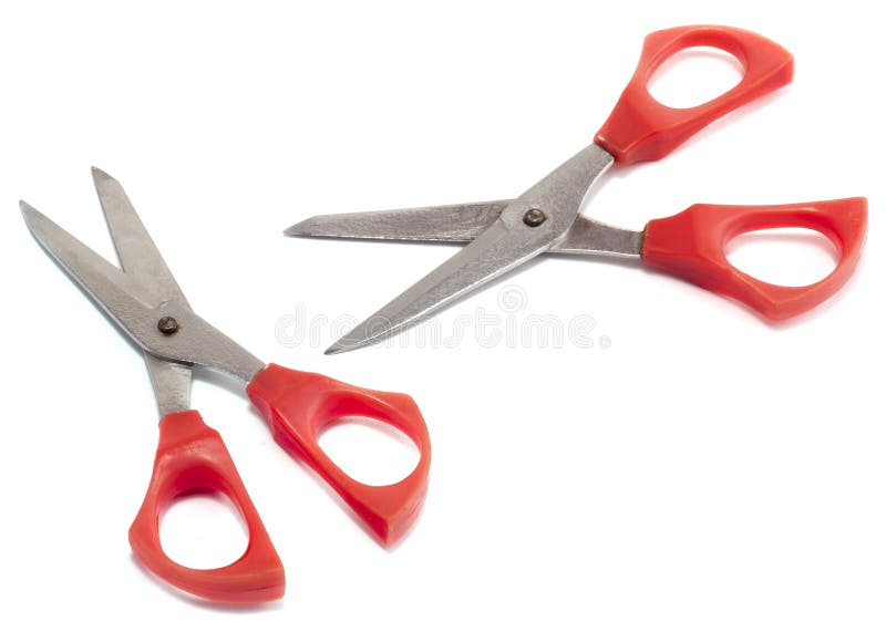 Red plastic scissors stock photo. Image of background - 23579114