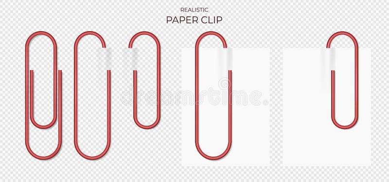 Red Plastic Paper Clips on Transparent Background Isolated and Attached ...
