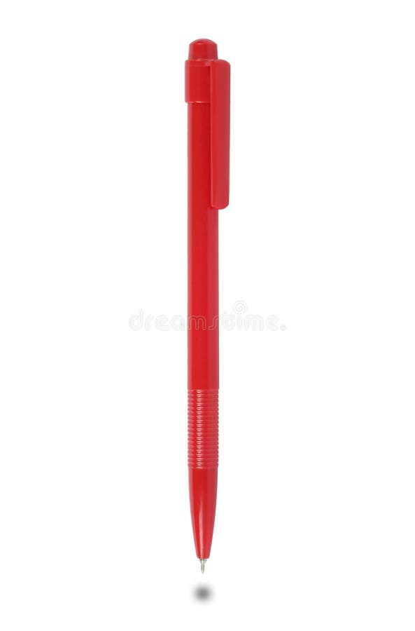 Red Plastic Pen Isolated on White Stock Photo - Image of design, metal ...
