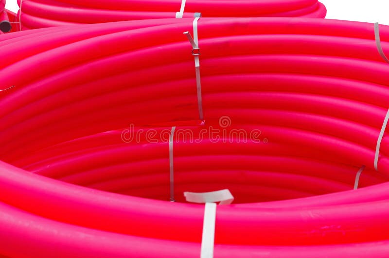 Red Plastic Pipes for Building Stock Image - Image of repair, tube ...