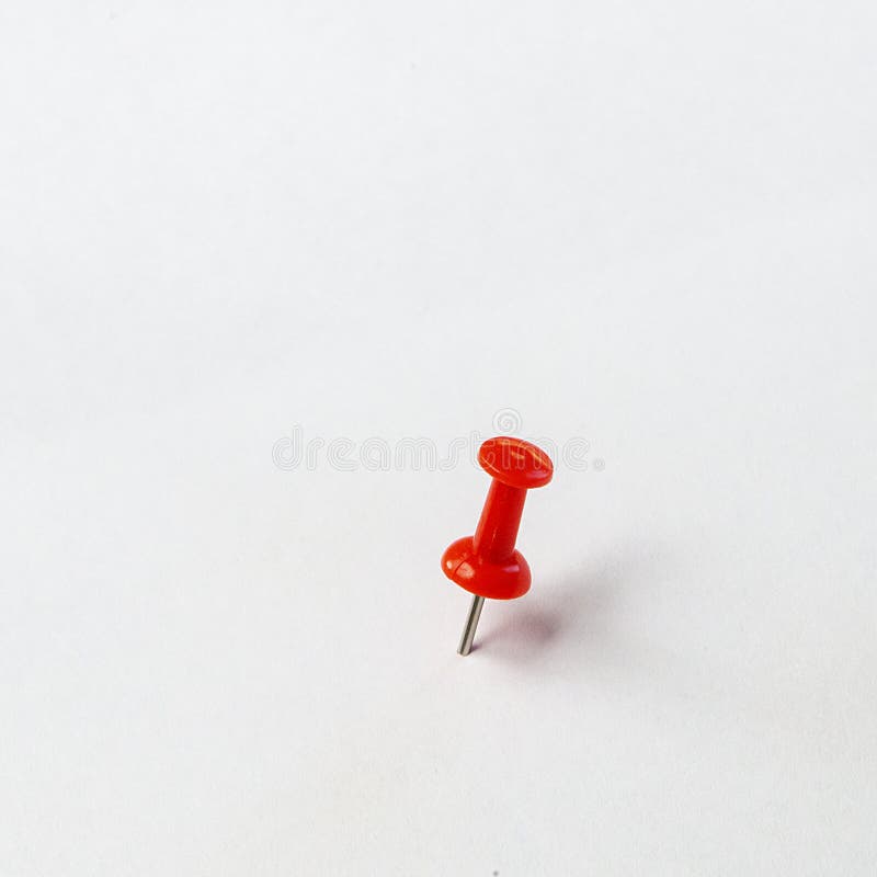 Red Plastic Push Pin Isolated on White Stock Photo - Image of board ...