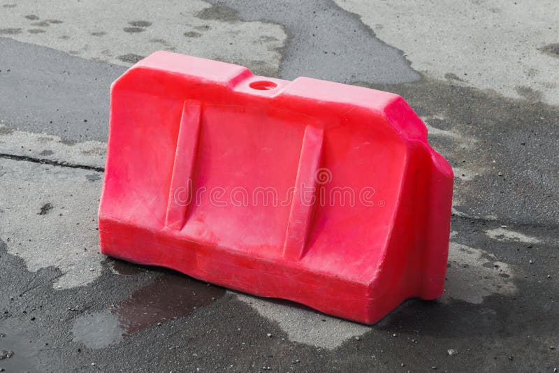 Road Barrier. White Concrete Blocks Stand on Roadside Stock Photo ...