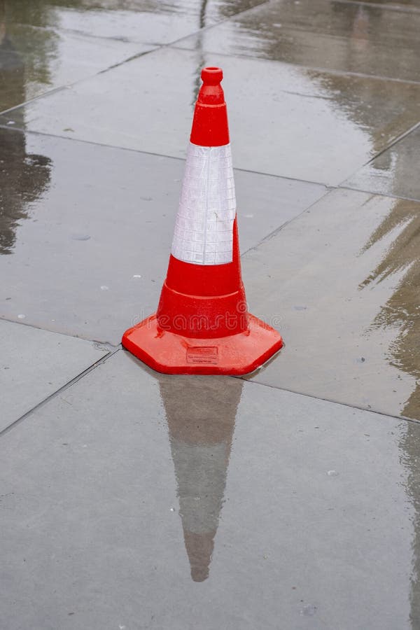 A Red Plastic Road Traffic Warning Cone Stock Image - Image of cone ...
