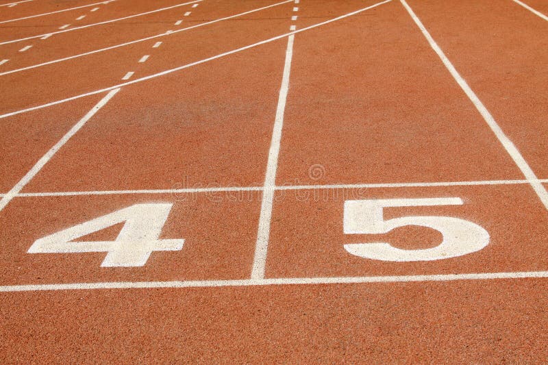 Red Plastic Runway in a Sports Ground Stock Image - Image of numbers ...