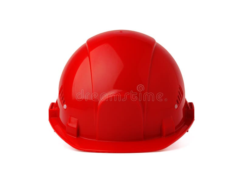 Red Plastic Safety Hardhat Isolated on White Background Stock Image ...