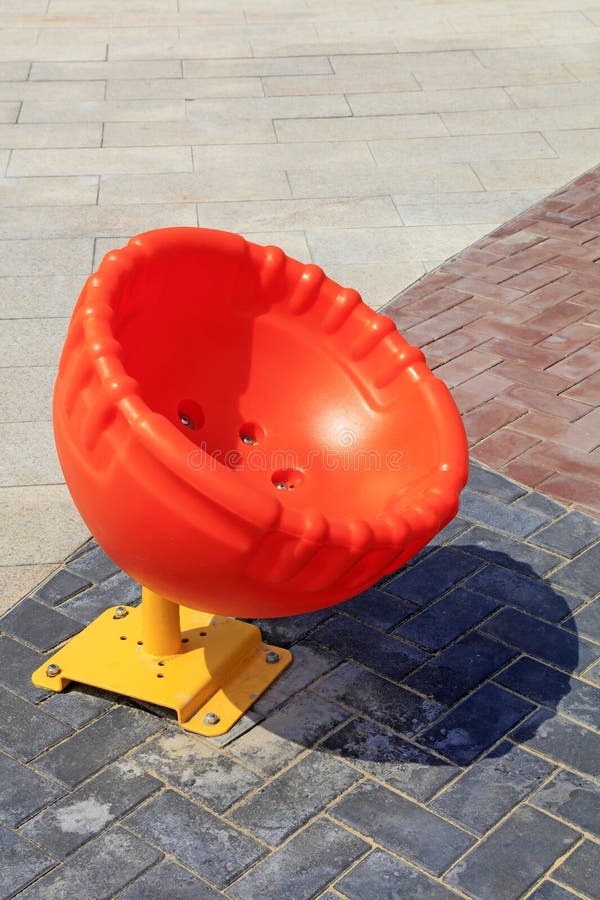 Red Plastic Seats are in the Park Stock Image - Image of still, seat ...