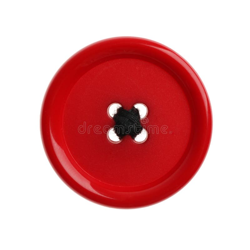 Red Plastic Sewing Button Isolated on White Stock Image - Image of ...
