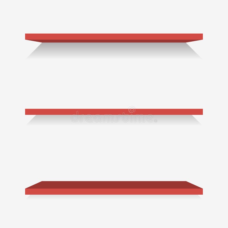 Red Plastic Shelves with Shadow. Vector. Stock Vector - Illustration of ...