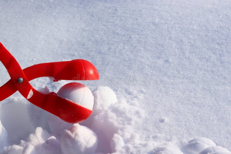 Red Plastic Snowball Maker on the White Snow. the Concept of Winter ...