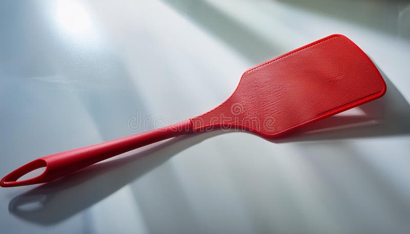 A Red Plastic Spatula is Laying on a White Surface Stock Illustration ...