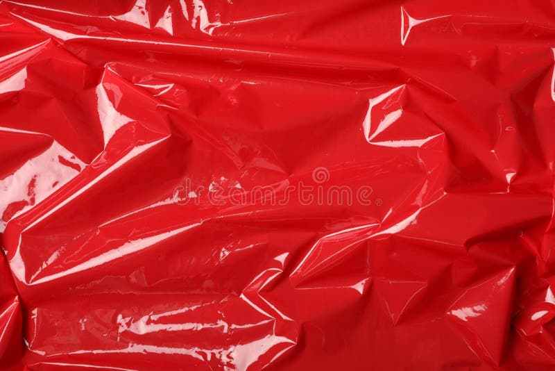 Red Plastic Stretch Wrap As Background, Top View Stock Photo - Image of ...