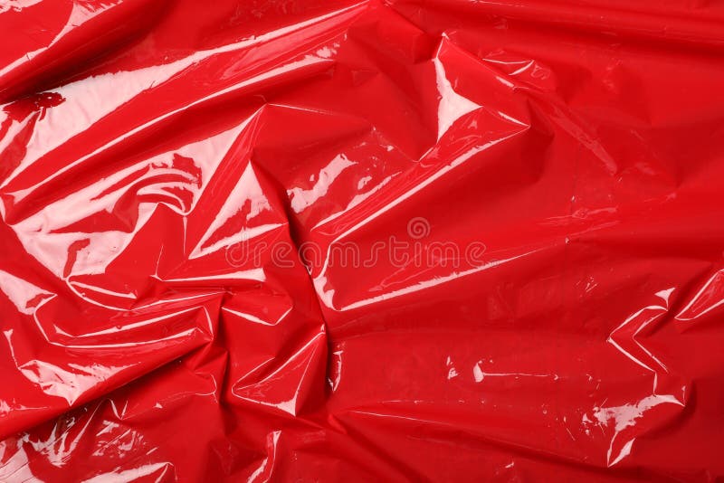 Red Plastic Stretch Wrap As Background, Top View Stock Image - Image of ...