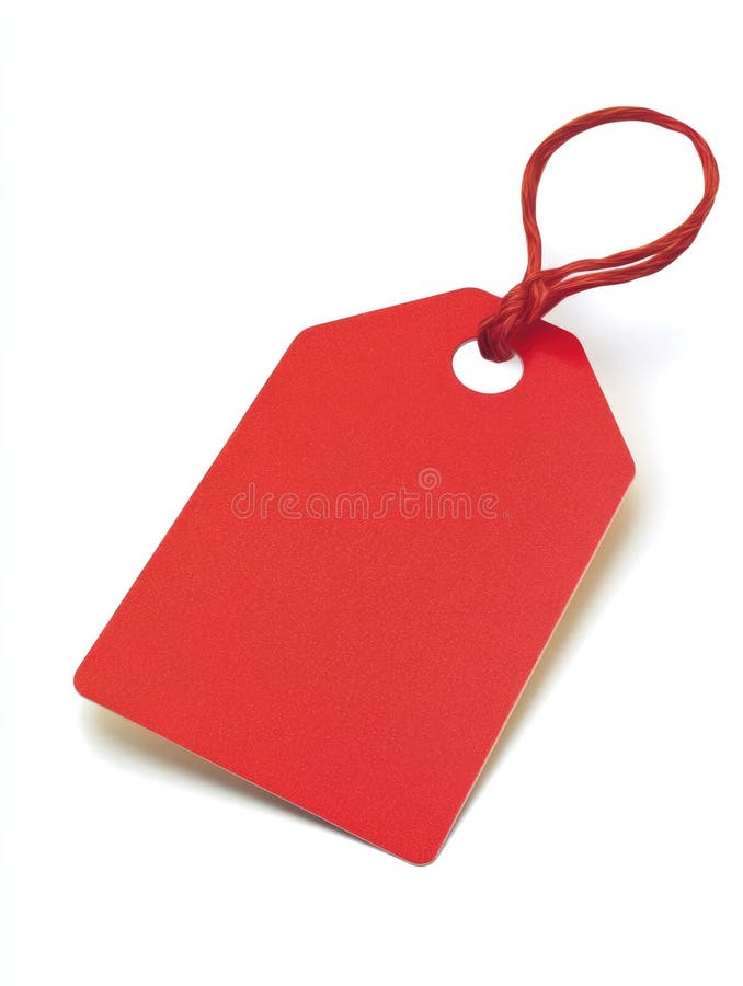 Red Plastic Tag with String Stock Image - Image of inventory ...