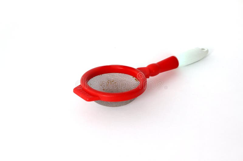 Red Plastic Tea Strainer Isolated on White Background Stock Photo ...