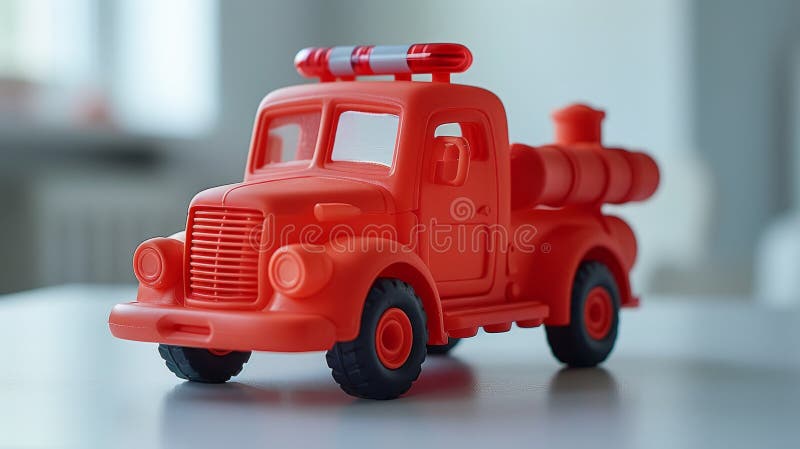 Red Plastic Toy Fire Truck White Surface Stock Photos - Free & Royalty ...