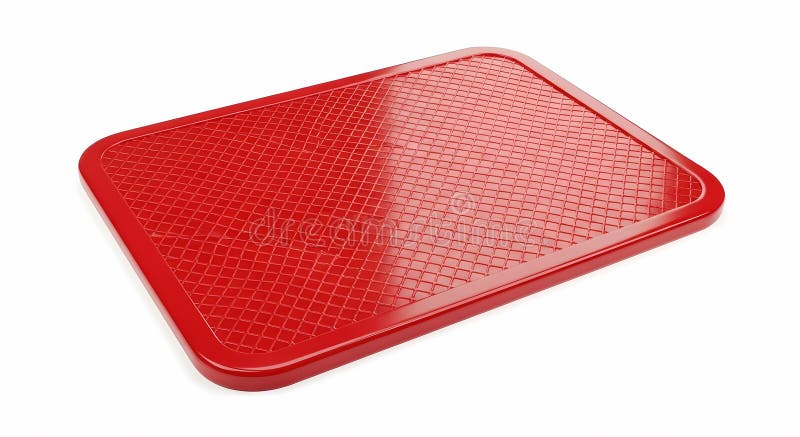 Red Plastic Tray with Grid Pattern on White Background Close Up Stock ...