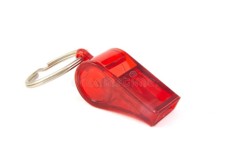 Red Plastic Whistle on White Background Stock Photo - Image of security ...
