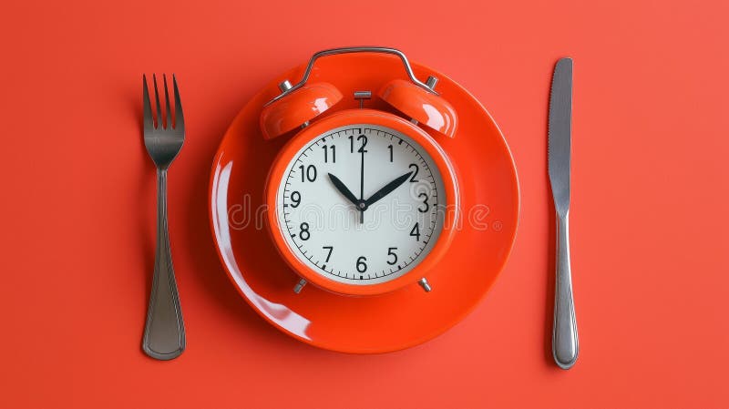 Time-restricted Feeding with a Clock and Tableware on a Vibrant Orange ...