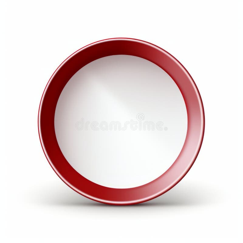 A Red Plate with a White Border on a White Background Stock ...
