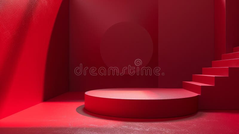 Red Platform for Cosmetic Beauty Presentation in Minimalist Setting ...