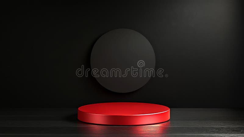 Red Platform Dark Background Minimalist Elegant Red Cylinder Black ...