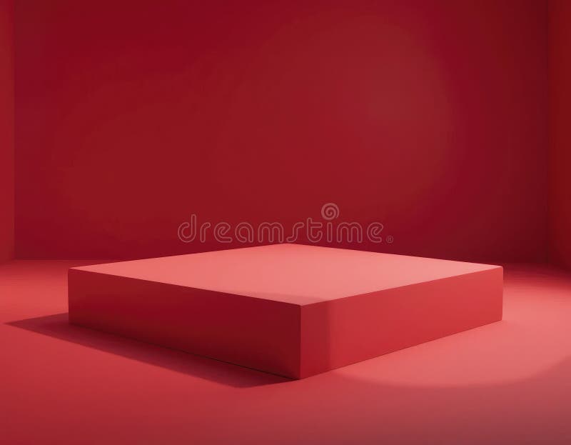 Red Platform Display in Minimal Studio Setup for Product Showcase Stock ...