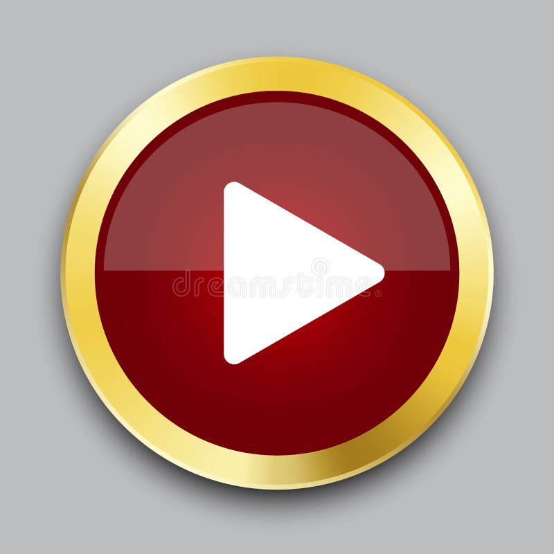 Red Play Button in 3d Style. Red Play Button in a Gold Frame. Stock ...