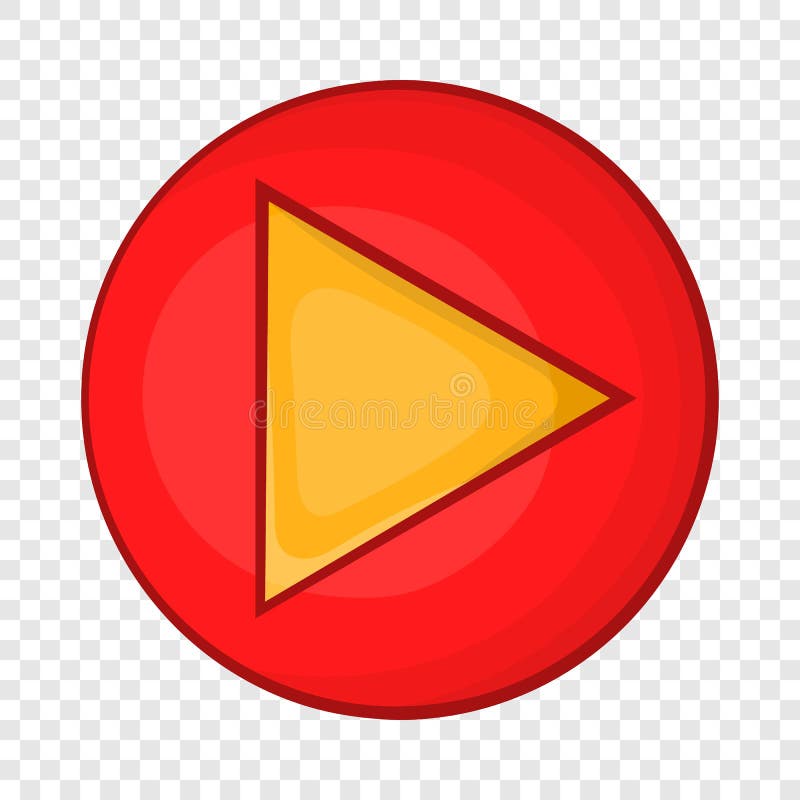 Red Play Button Icon in Cartoon Style Stock Vector - Illustration of ...