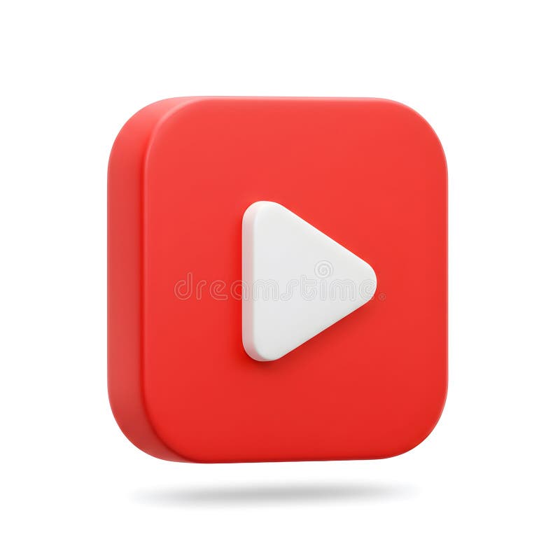 Red Play Button Icon 3D Render: a Modern and Minimalist Design for ...