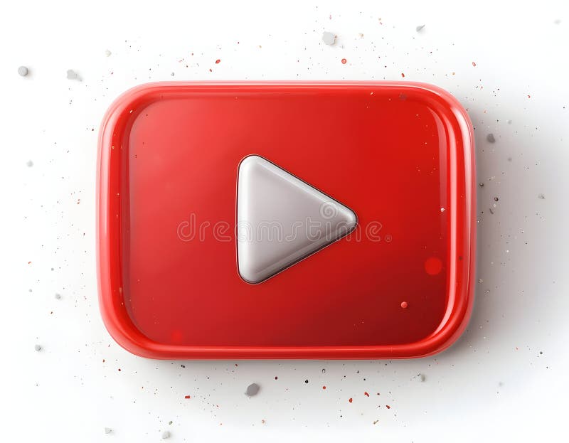 Red Play Button Icon on White Background, 3d Rendering Stock Photo ...