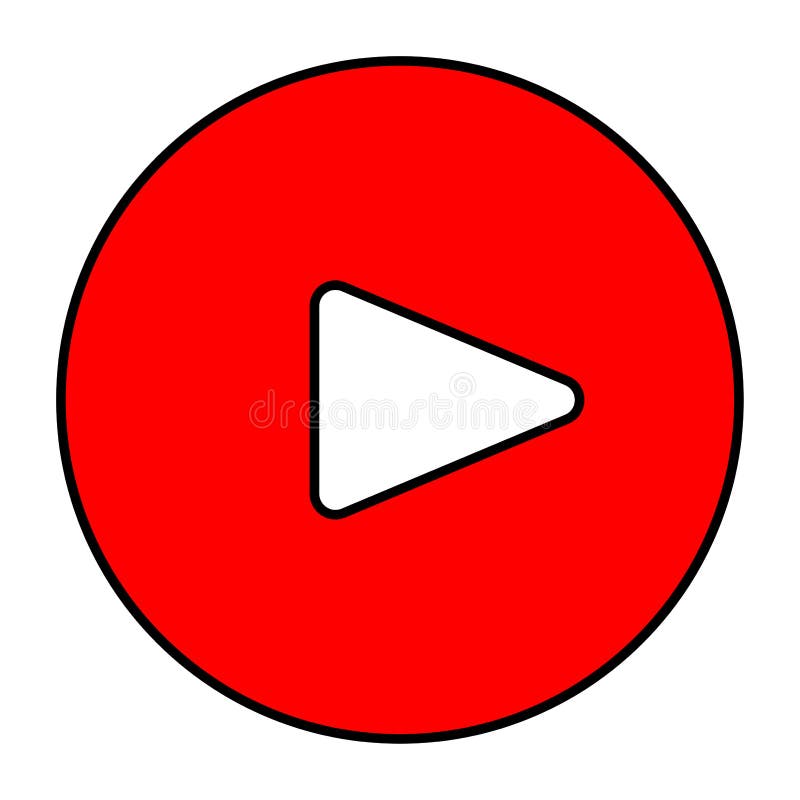 Red Play Button. in Modern Style. Circle Triangle. Internet ...