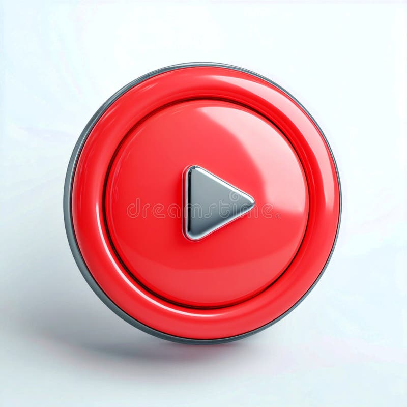 A Red Play Button with a Silver Triangle in the Center Stock ...