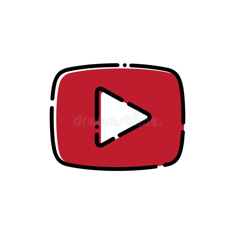 Red Play Button Vector Icon in Outline Style for Element Design Stock Vector - Illustration of ...