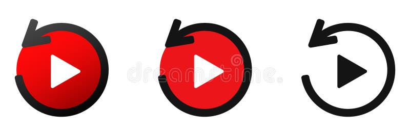 Red Play Rewind Button Icon. Play Button Logo in Red. Stock Vector ...