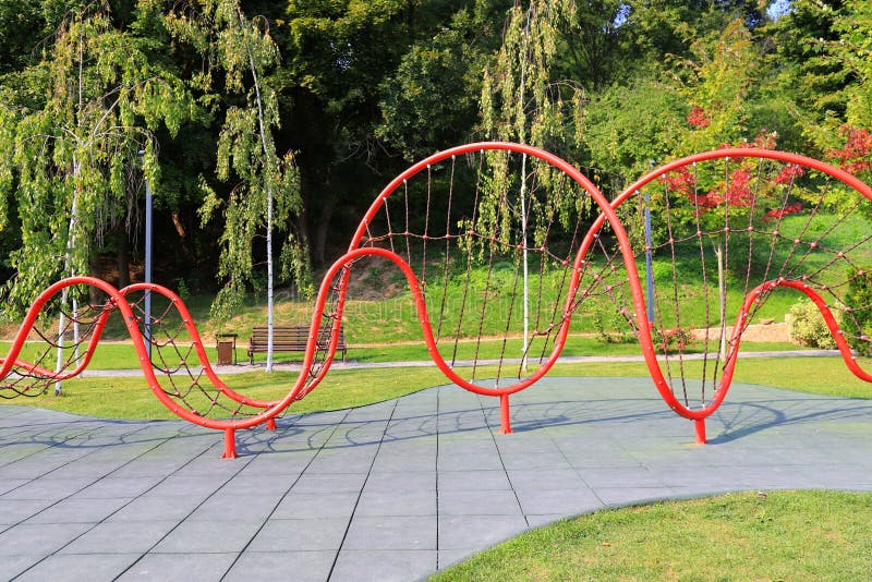 Red Playground, Simulator, Entertainment Complex for Children in Park ...