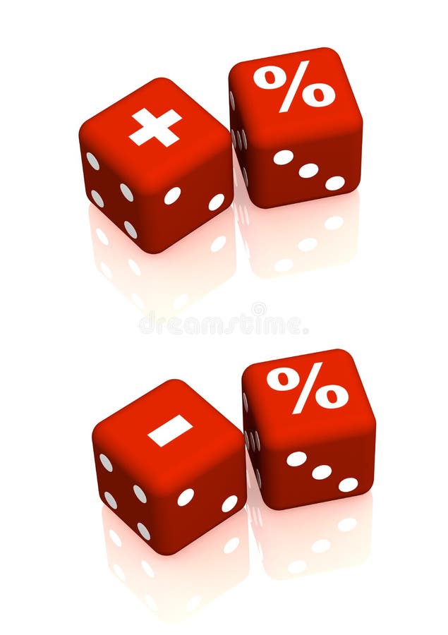 Red Playing Boxes with Symbols Plus, Minus and Percent Stock ...