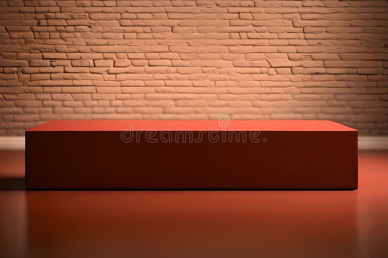 Red Plinth Against a Warm Brick Background, Studio Setting, Soft Light ...