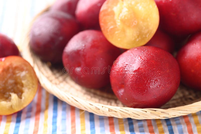 Red Plum Fruit Japanese Plum or Chinese Plum Stock Photo - Image of ...