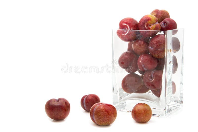 Red Plum Fruit in Glass Box Stock Image - Image of food, healthcare ...