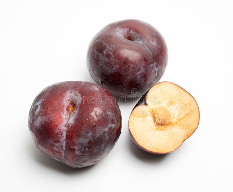 Red Plum Fruit Isolated on White Stock Image - Image of diet, freshness ...