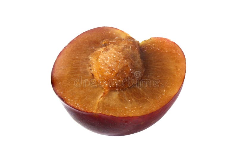 Close-Up of Half an Overripe Plum Showcasing Texture and Color Details ...
