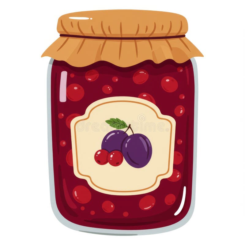 Red Plum Jam in Glass Jar with Vintage Label Stock Illustration ...